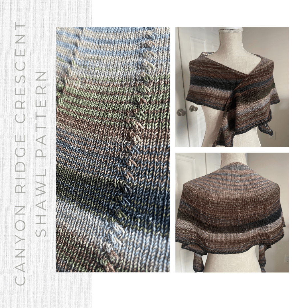 Canyon Ridge Crescent Shawl Pattern - Digital pattern – Mountaintop Yarn